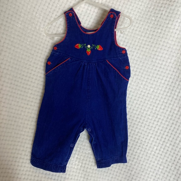 One Pieces | Vintage Corduroy Embroidered Strawberry Overalls | Poshmark